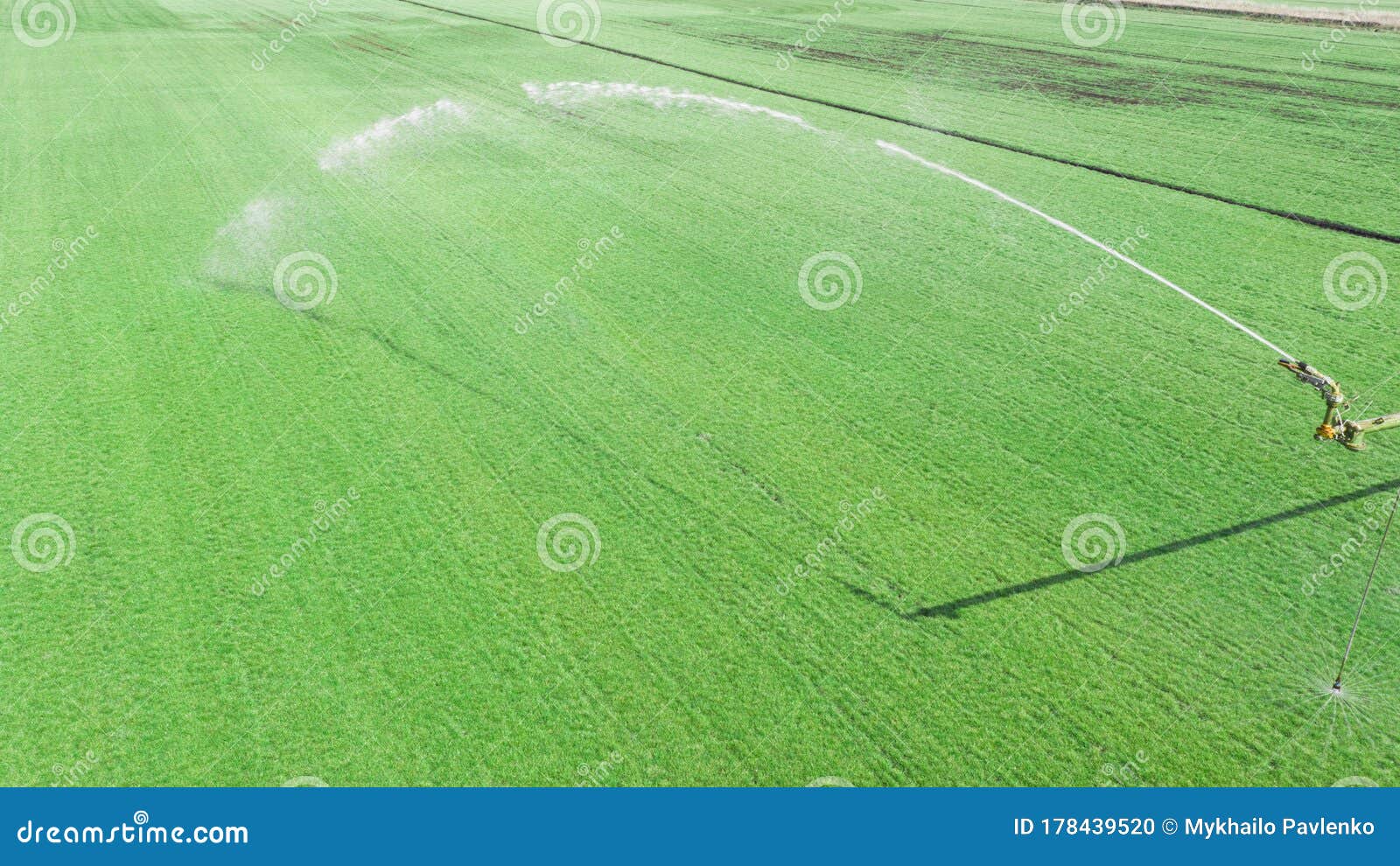 Automated Irrigation System on Agricultural Field. Drone View Stock ...