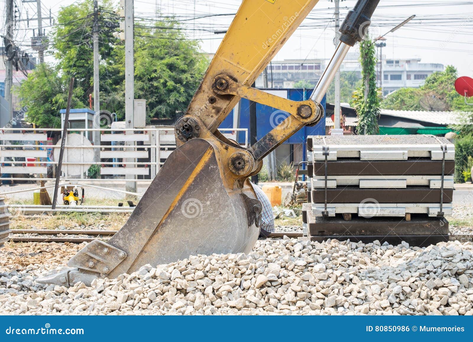 Large Backhoe Heavy Dig Soil Stone Stock Photo - Image of excavator ...