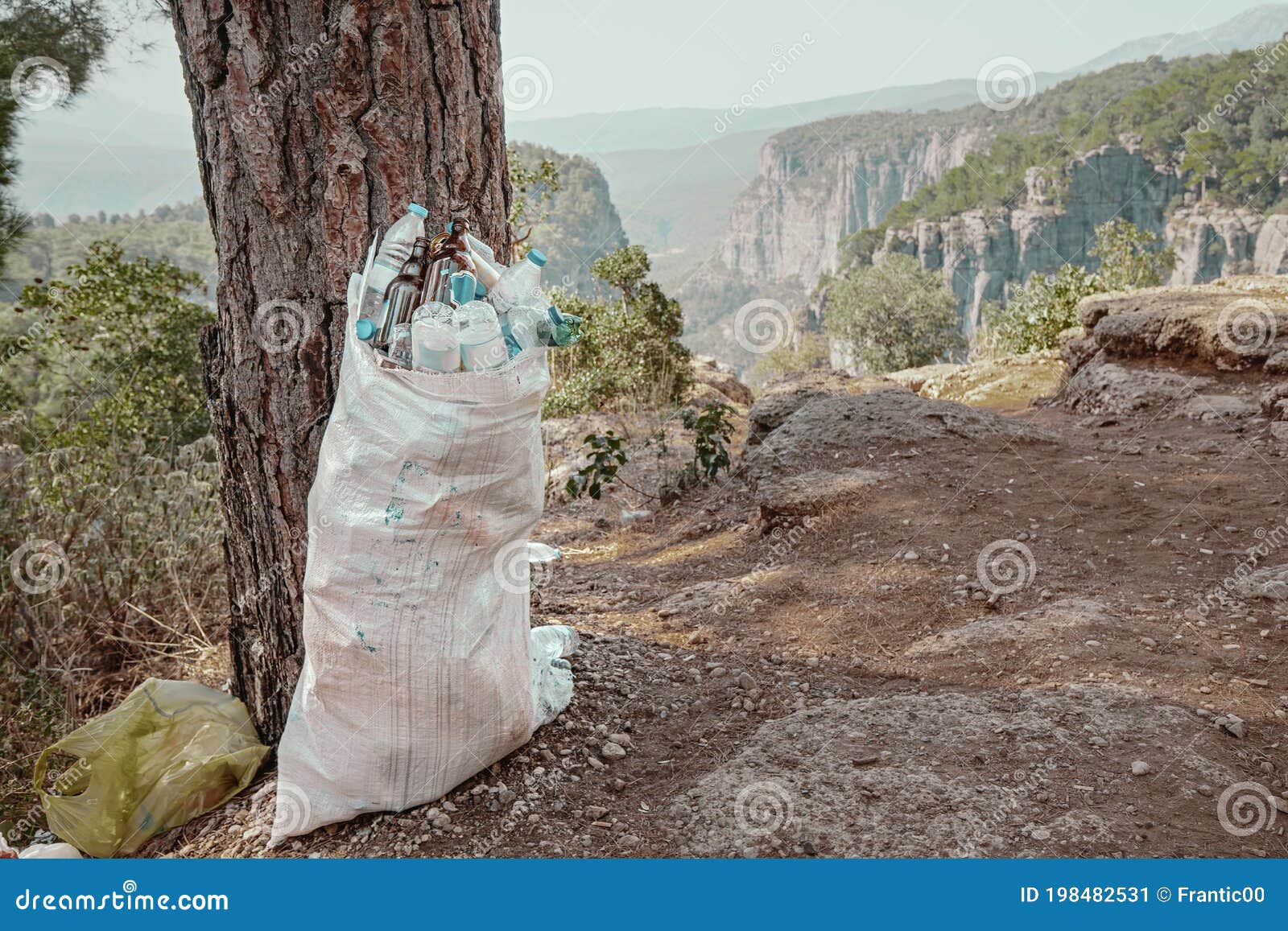 Large Bag of Garbage and Waste in a Nature Park in the Mountains ...