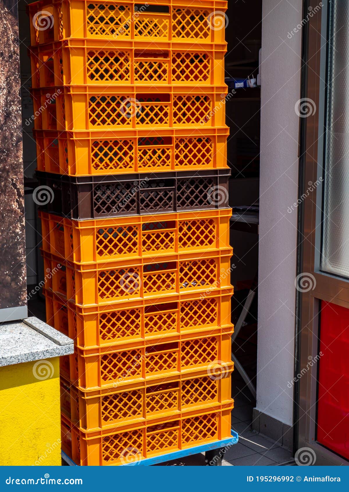 Large Bakery Stacked Plastic Boxes Stock Photo - Image of industry ...