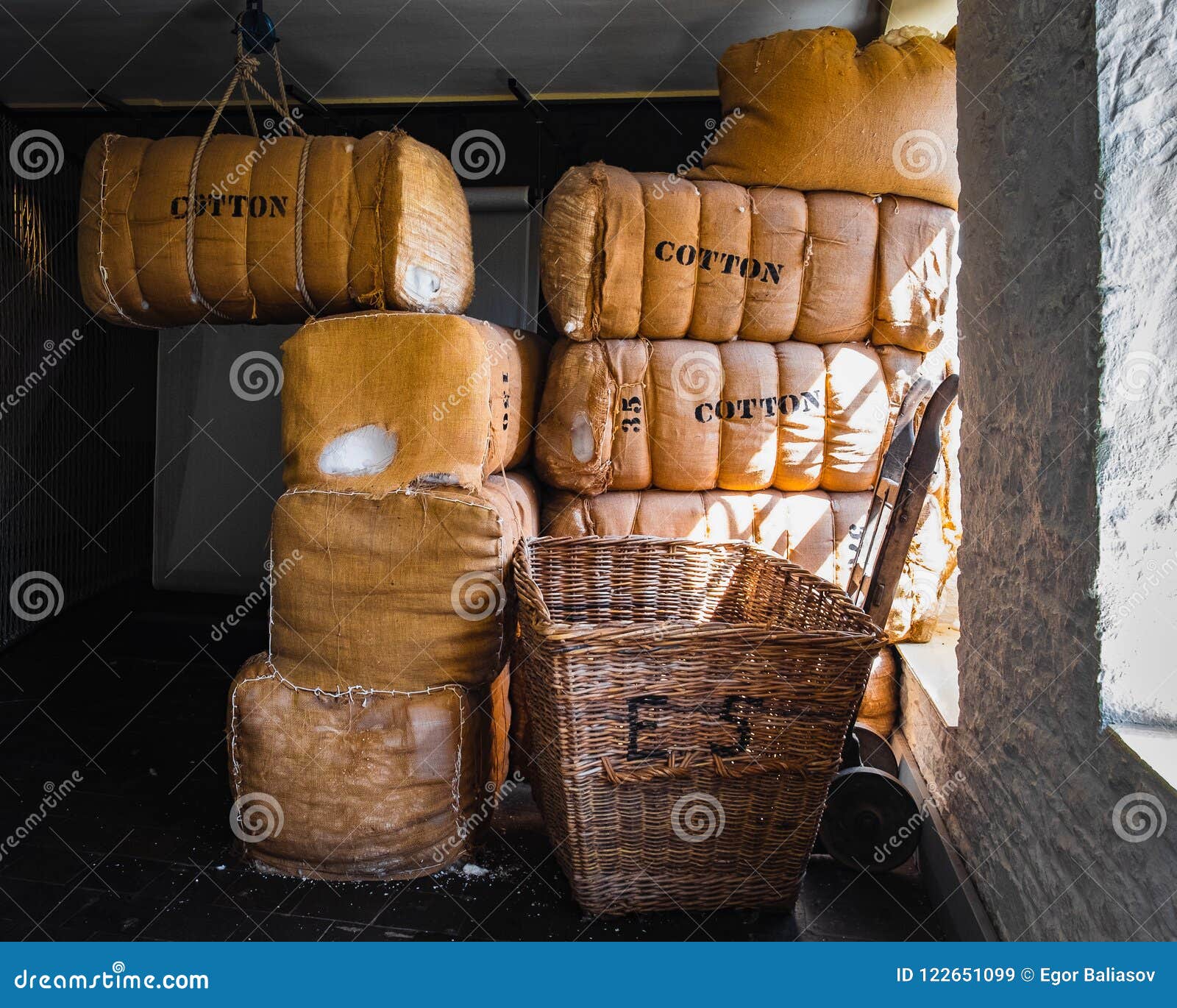 Large bales of cotton stock image. Image of inscription - 122651099
