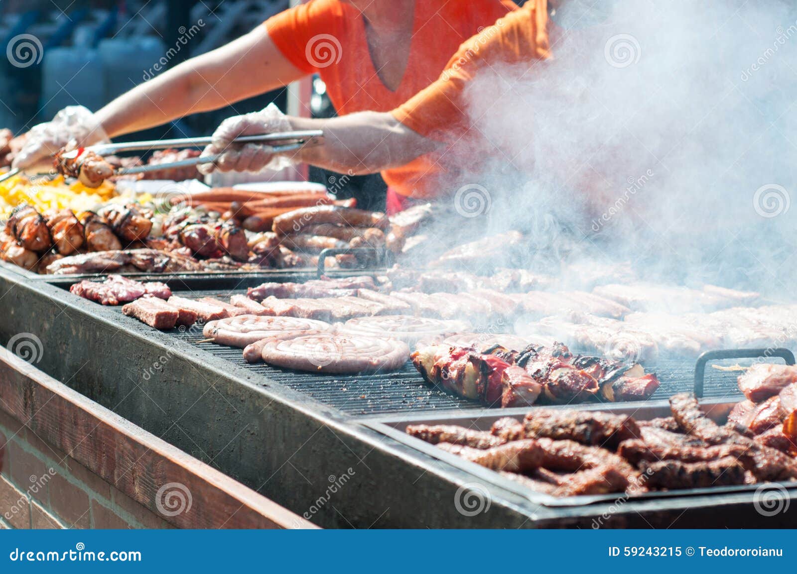 Large Barbecue Open Fireplace 2-Set With Sink. Outdoor BBQ Grill. Open ...