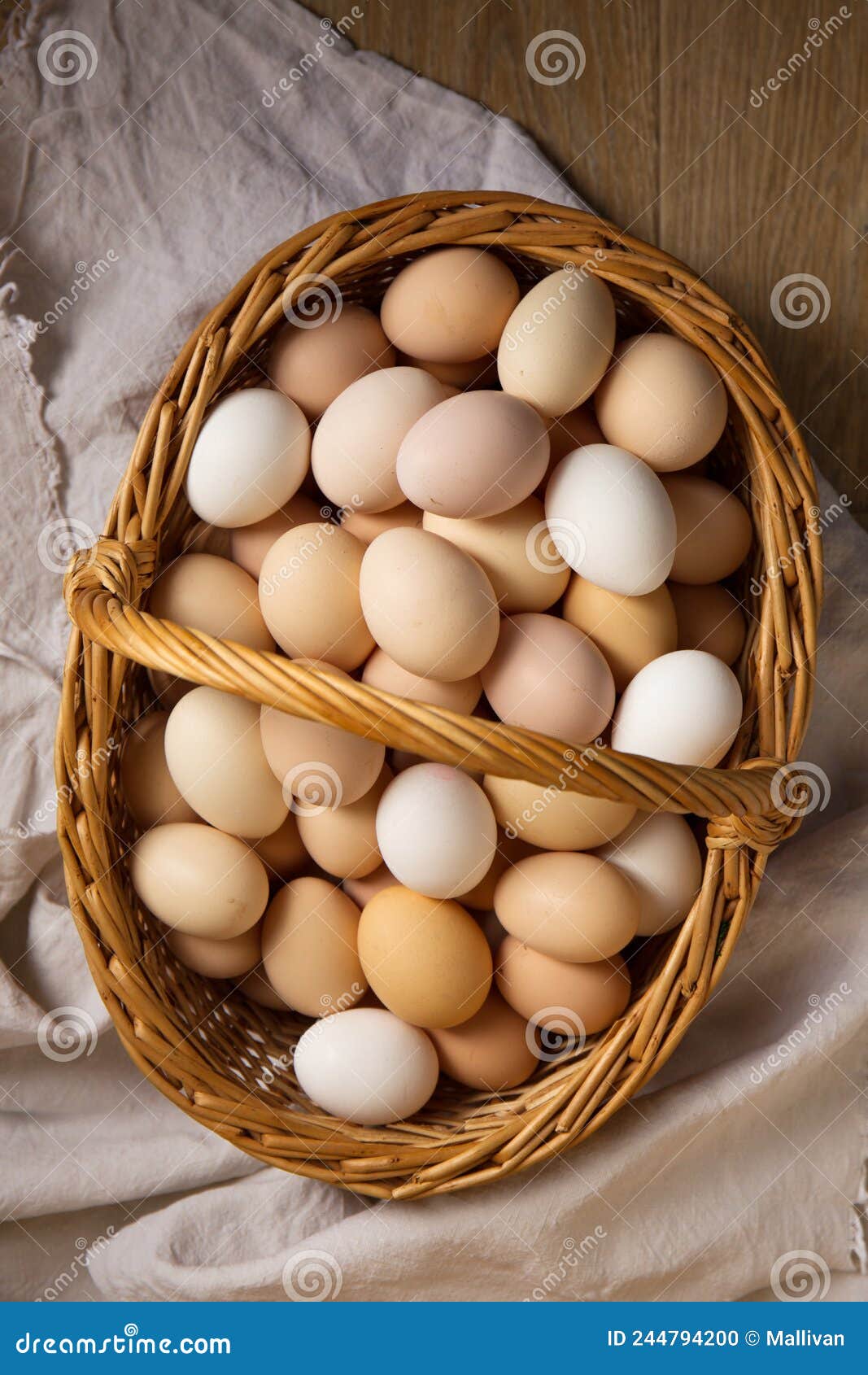 Large Basket of Chicken Eggs, Top View Stock Photo - Image of meal ...