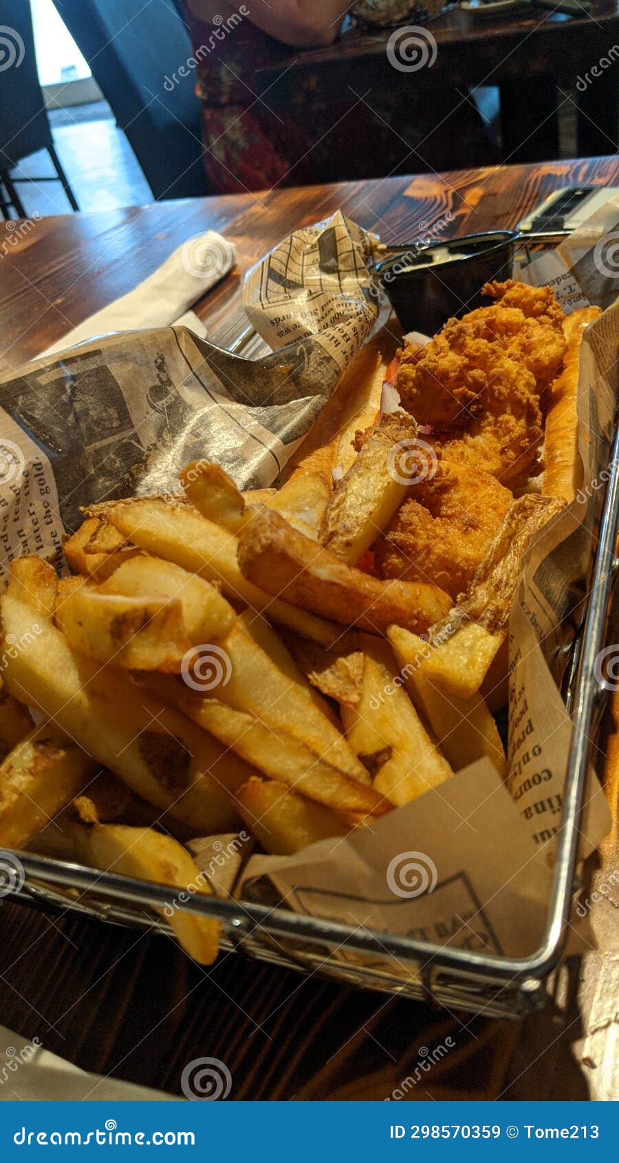 A Large Basket of Fish and Chips Stock Image - Image of seafood, fries ...