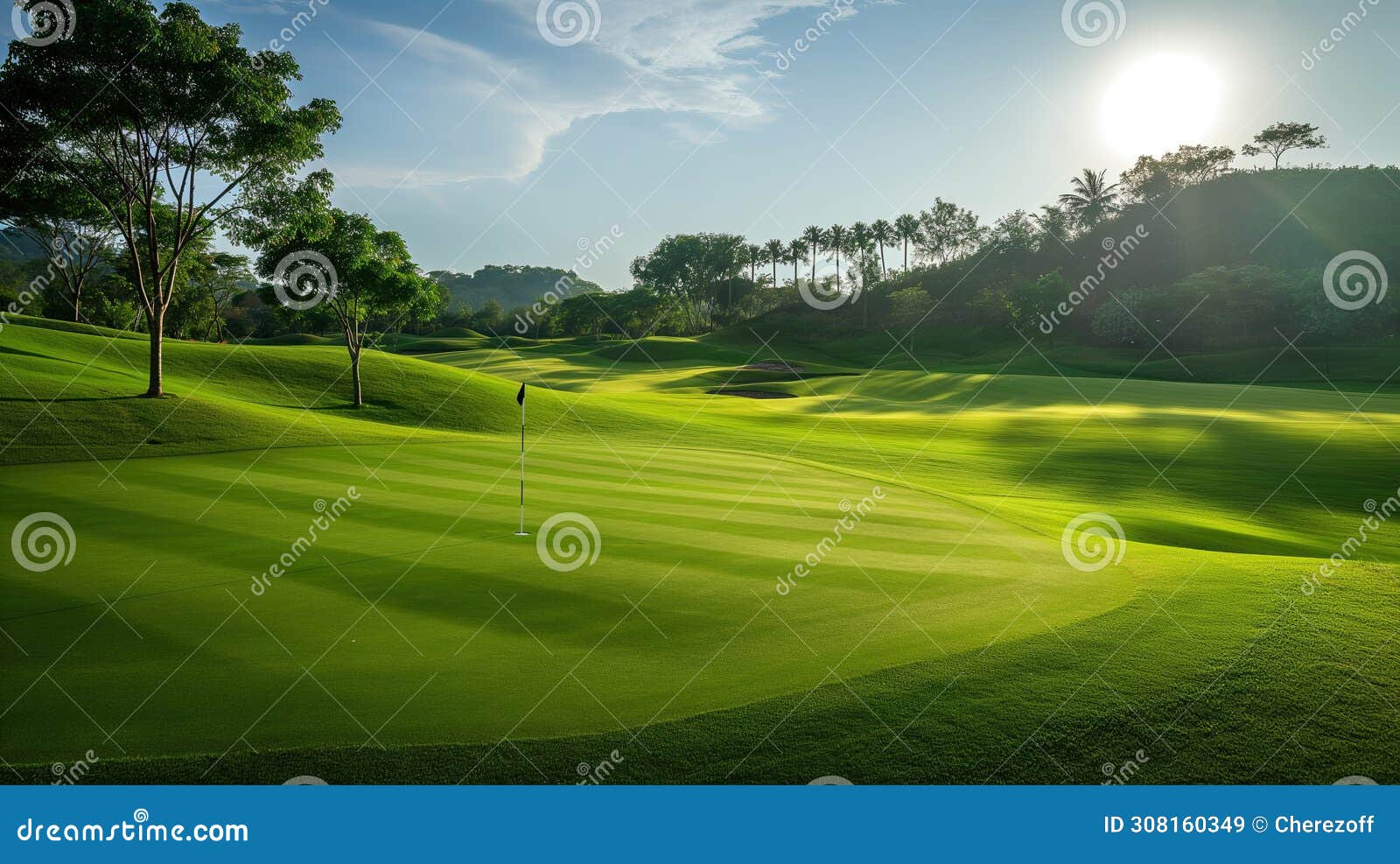 Large Beautiful Green Golf Course with Hills Stock Image - Image of ...