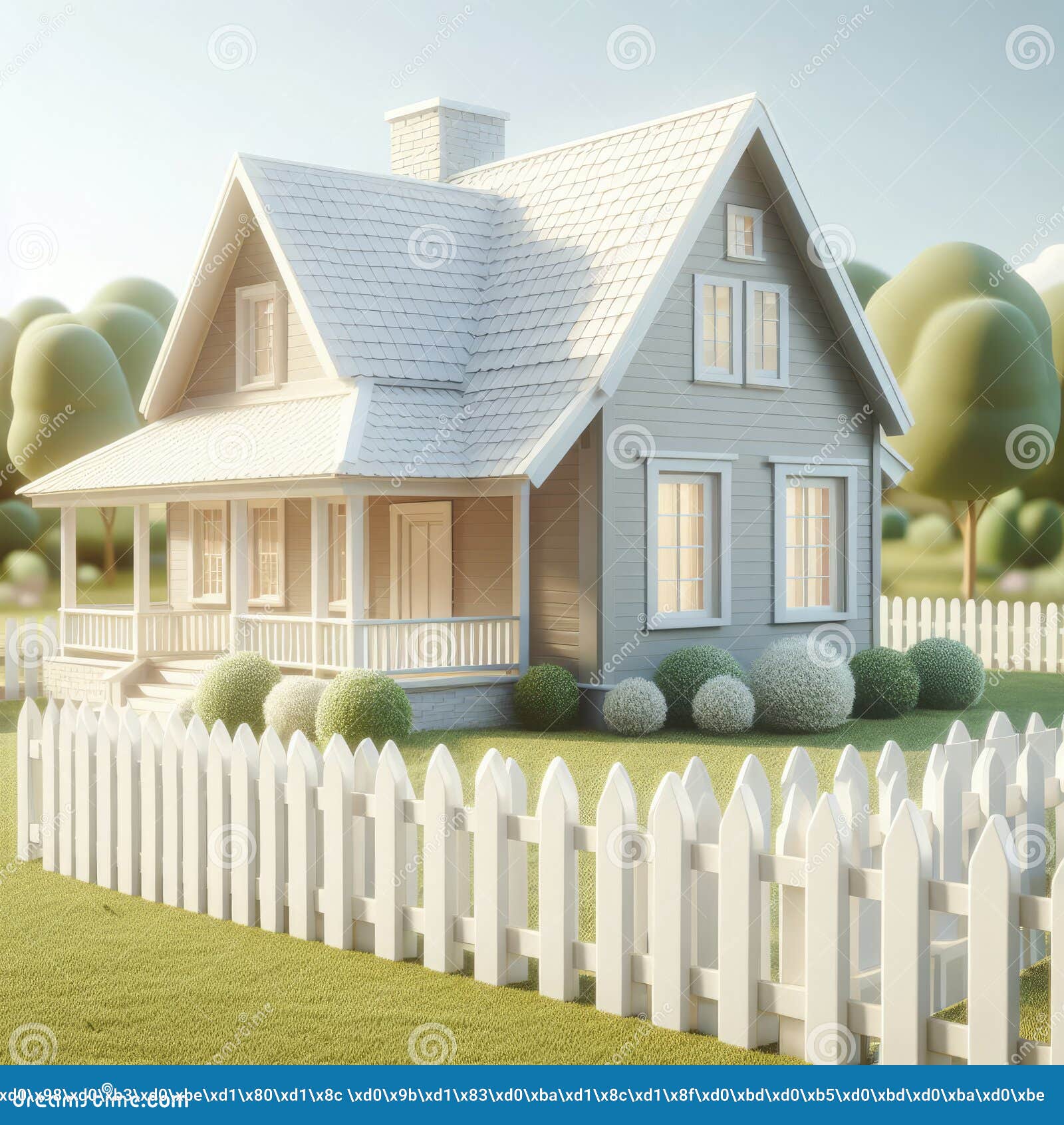Large Beautiful House with a Fence. Ai Generative Stock Image - Image ...