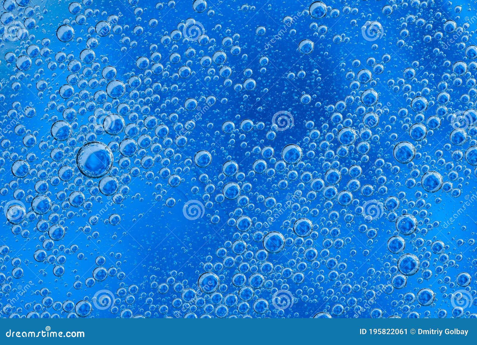 Large Beautiful Oxygen Bubbles Underwater on a Blue Background Macro ...