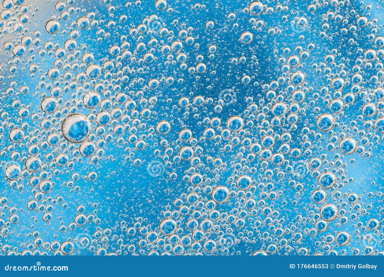 Large Beautiful Oxygen Bubbles Underwater on a Blue Background Macro ...