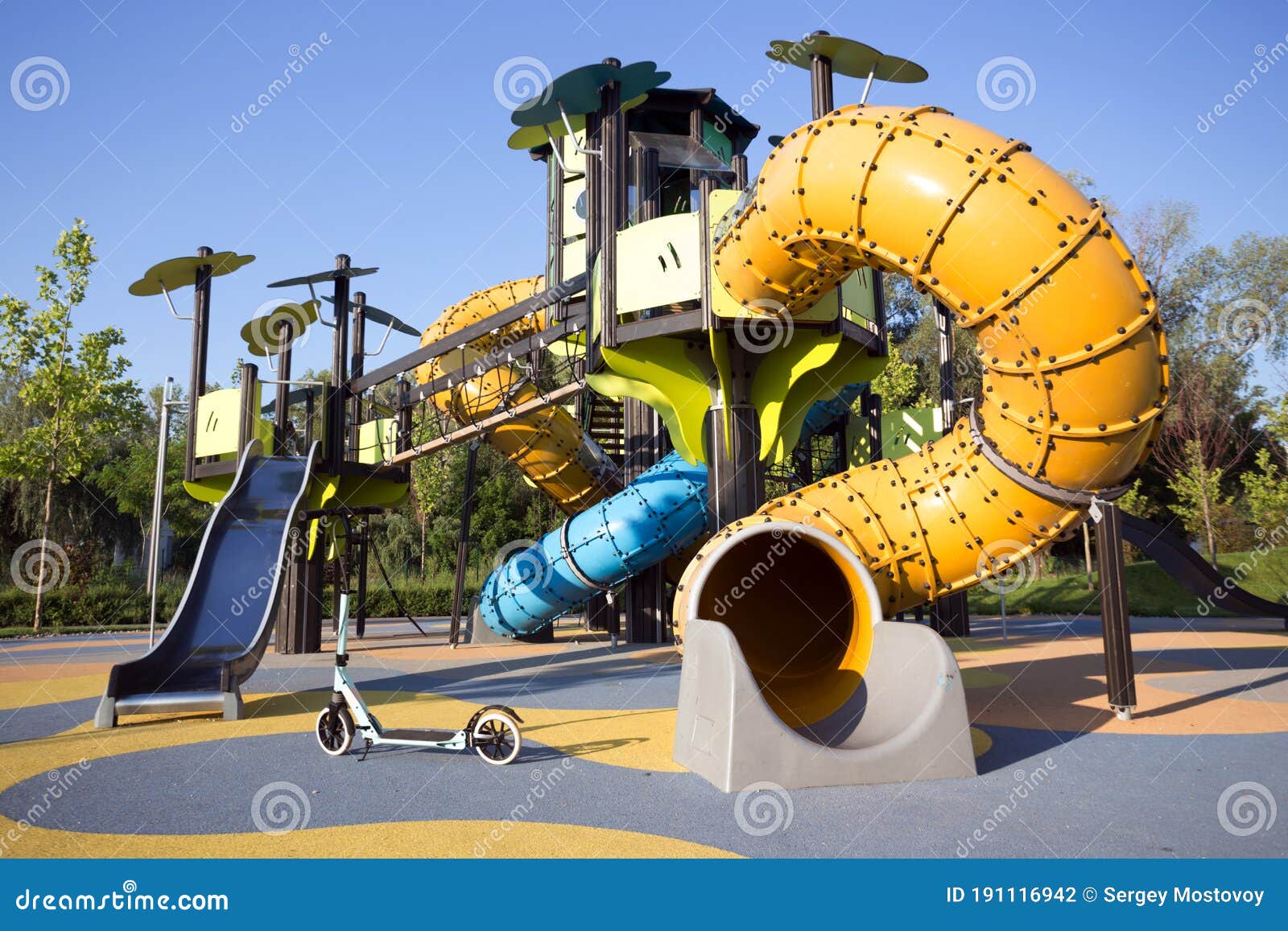 A Large Beautiful Playground in the Park Stock Photo - Image of happy ...