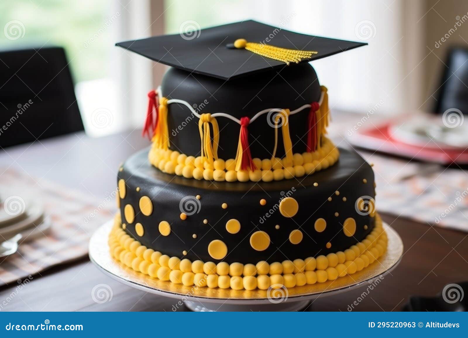 Large Beautifully Decorated Graduation Cake Placed on Table Stock Image ...
