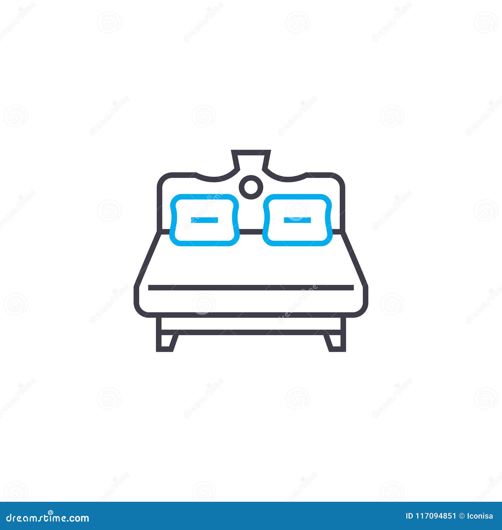 Large Bed Linear Icon Concept. Large Bed Line Vector Sign, Symbol ...