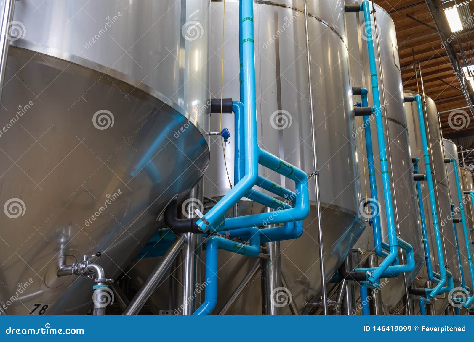 Large Beer Brewery Fermentation Tanks in Warehouse Stock Image - Image ...