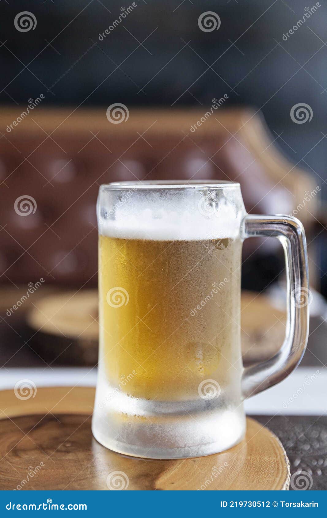 Large Beer Mug is Placed on the Counter Table Inside the Bar Stock ...