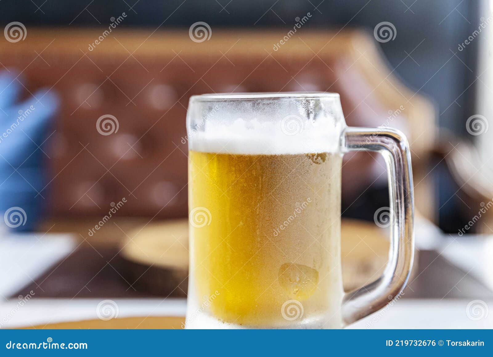 Large Beer Mug is Placed on the Counter Table Inside the Bar Stock ...