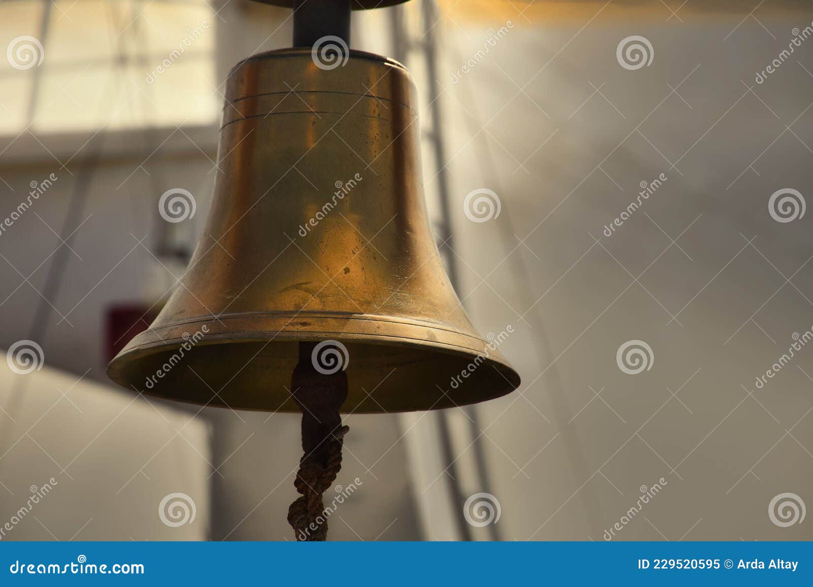 A Large Bell Made of Bronze on the Ship`s Deck Stock Image - Image of ...