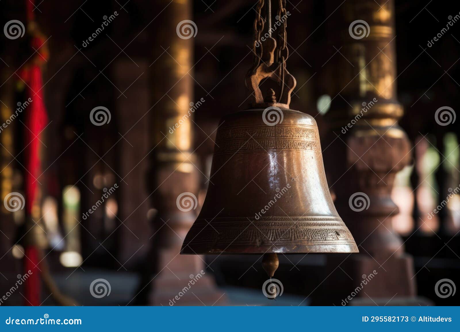 A Large Bell in a Temple, Ready for Ringing Stock Illustration ...