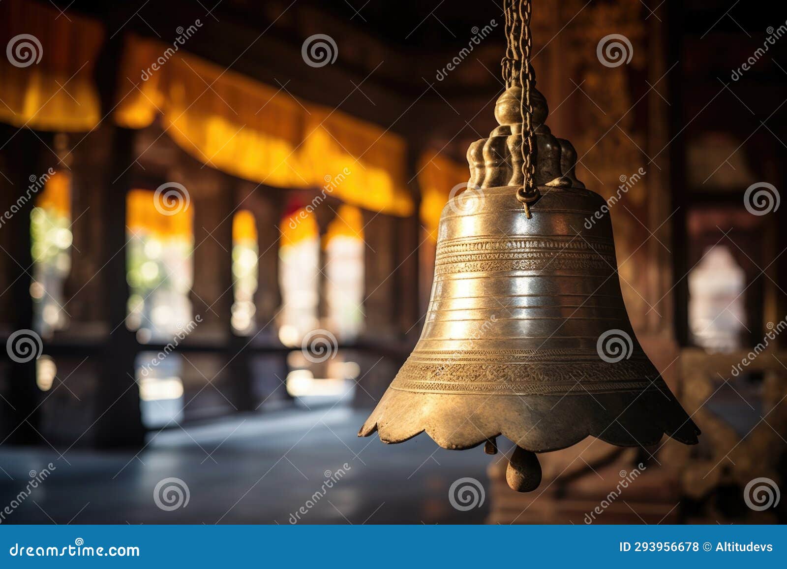 A Large Bell in a Temple, Ready for Ringing Stock Photo - Image of ...
