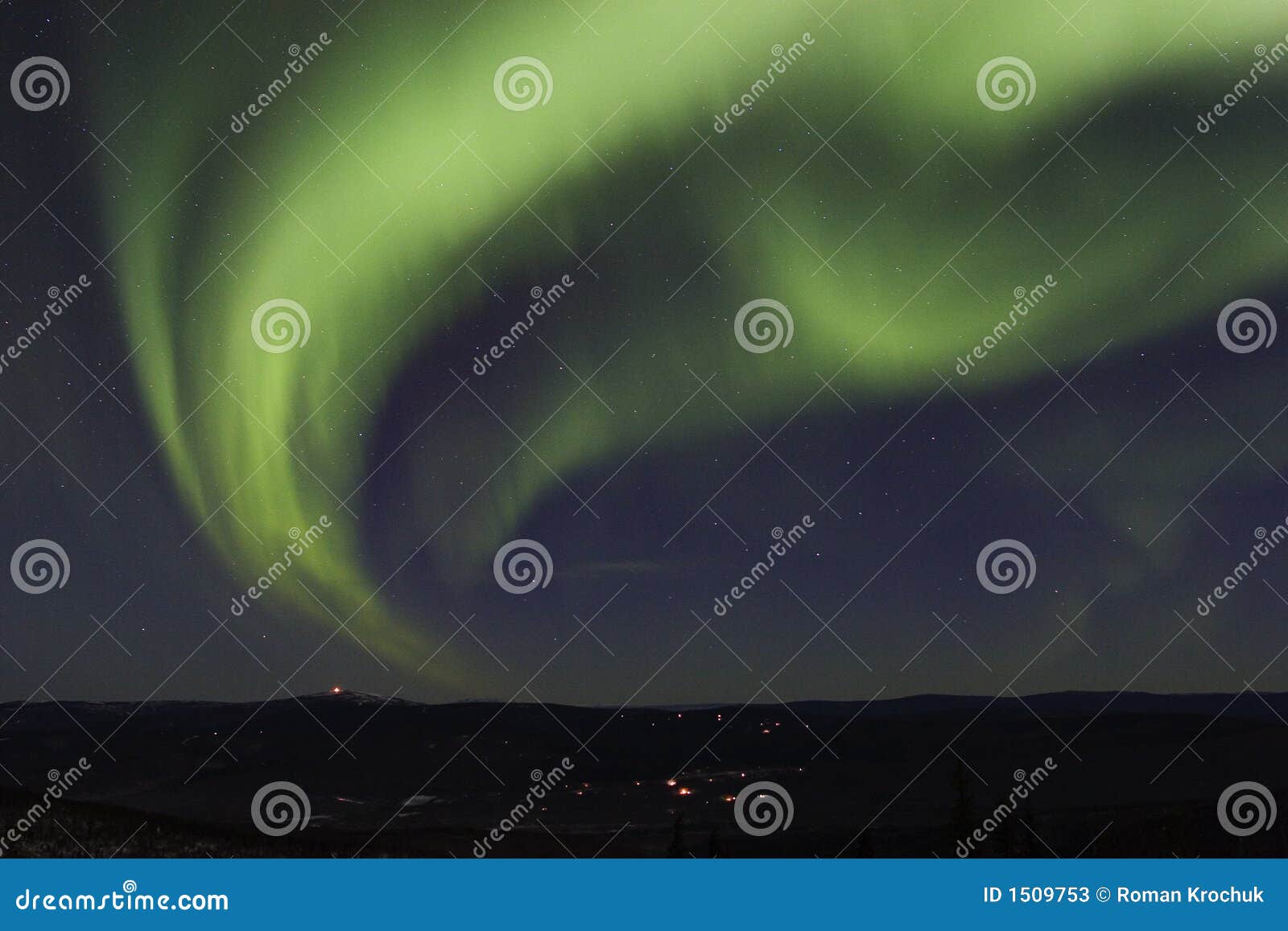 LArge bending auroral arc stock image. Image of moonscape - 1509753