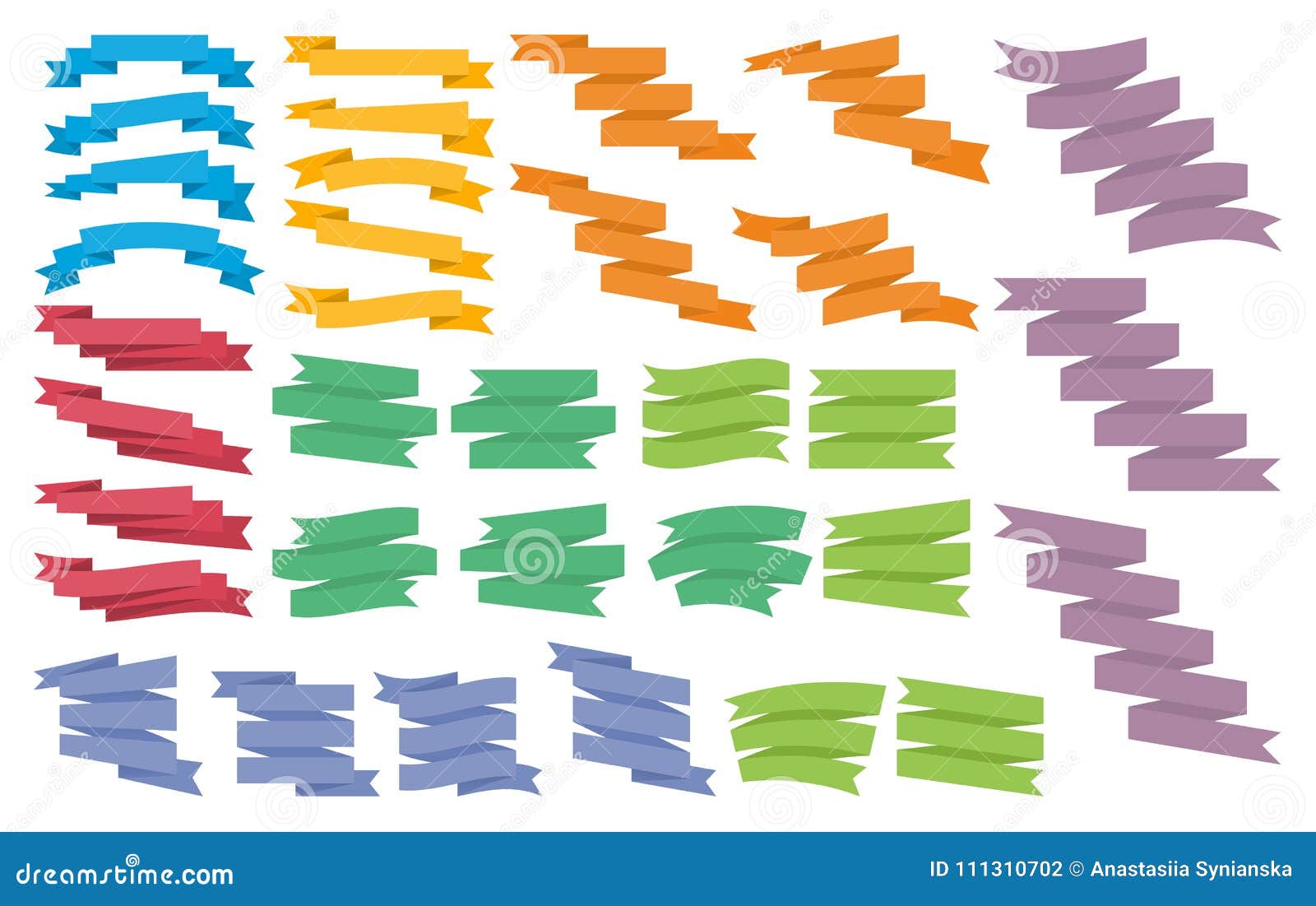 Large Big Huge Set of Multicolored Ribbons on a White Background Stock ...