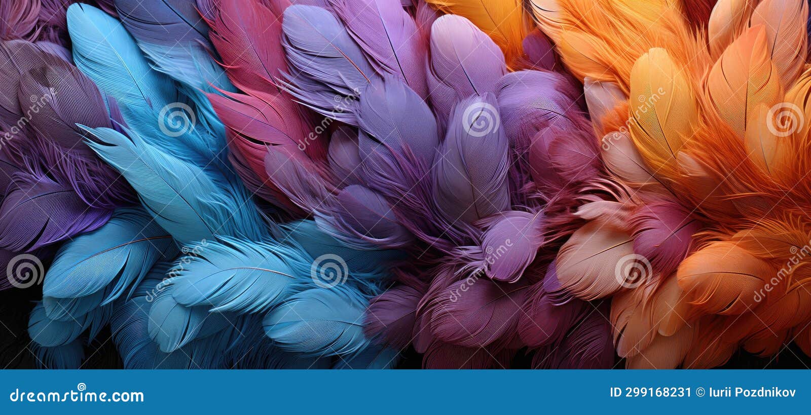 Large Bird Feathers: a Bright Multi-Colored Texture of Nature Stock ...