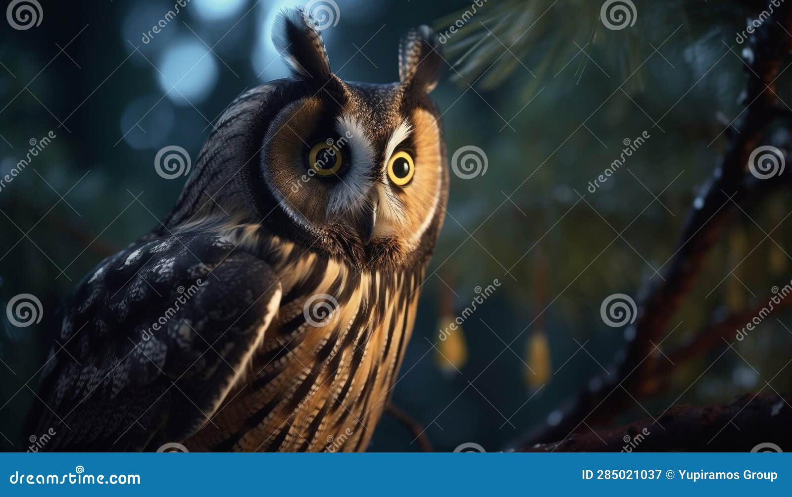 Large Bird of Prey Perching on Branch, Staring with Intense Eyes ...