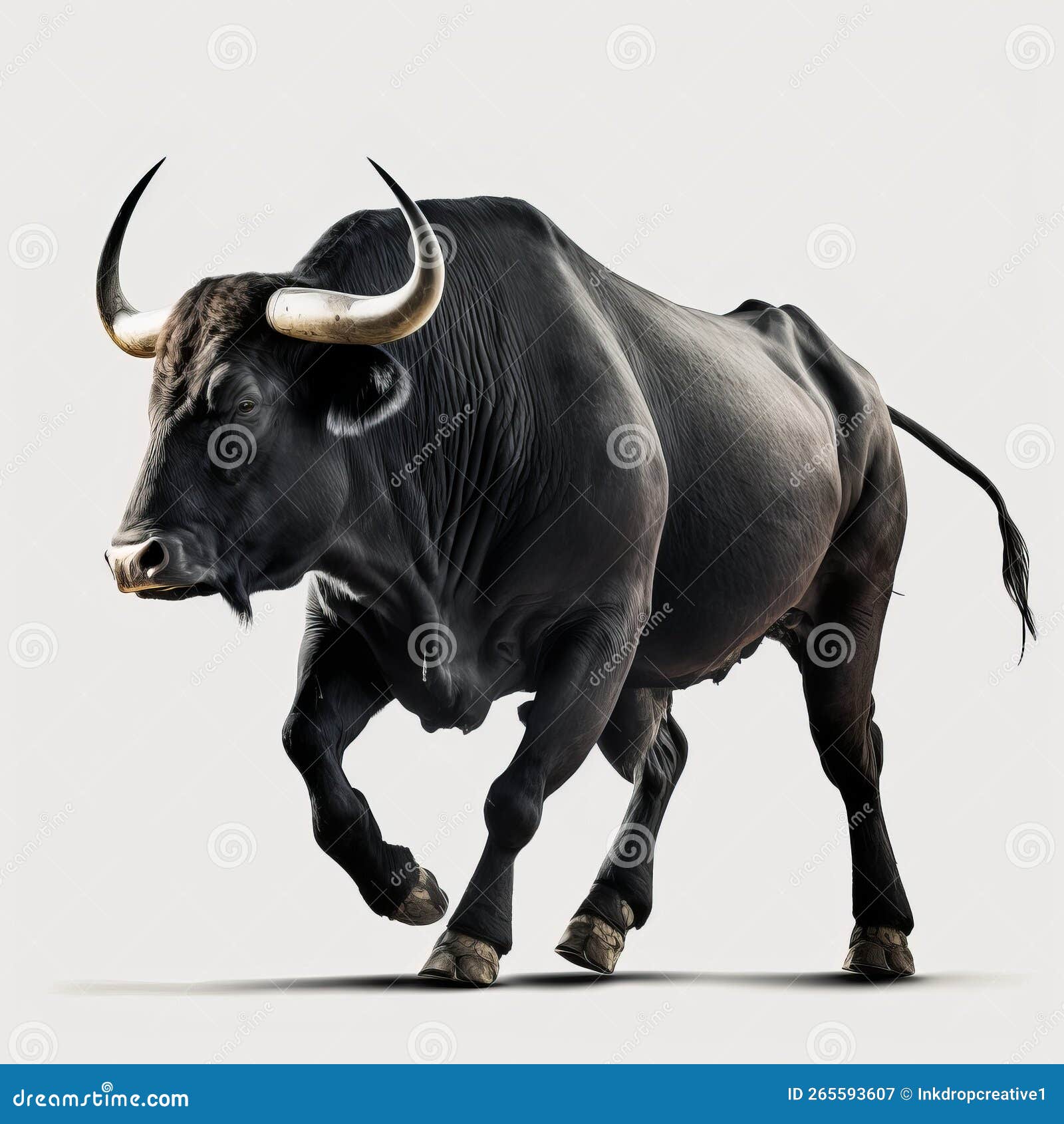 A Large Black Bull Isolated on a Plain Background. Generative Ai Stock ...