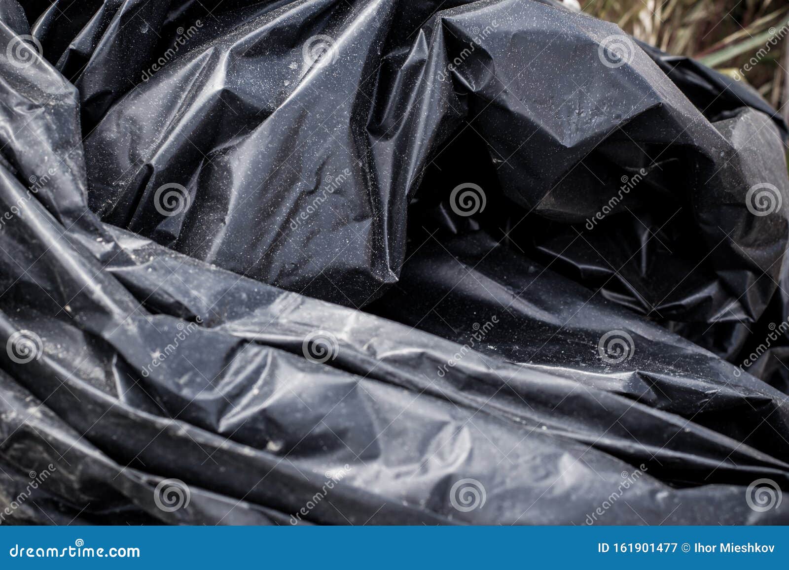 Large Black and Rumpled Plastic Garbage Bag Stock Image - Image of ...