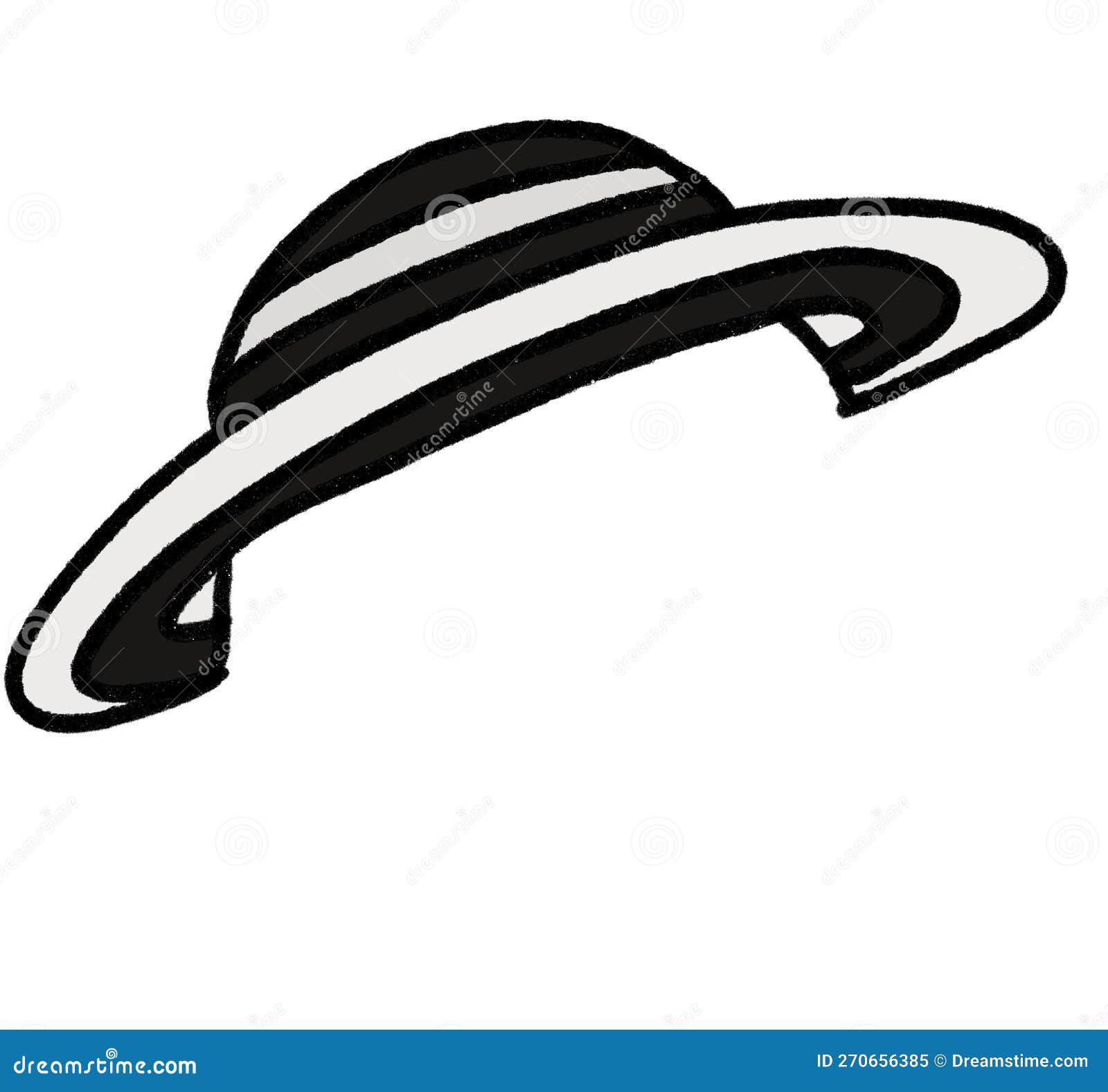 Large Black and White Stripe Summer Hat Head Accessory Hand Drawing ...