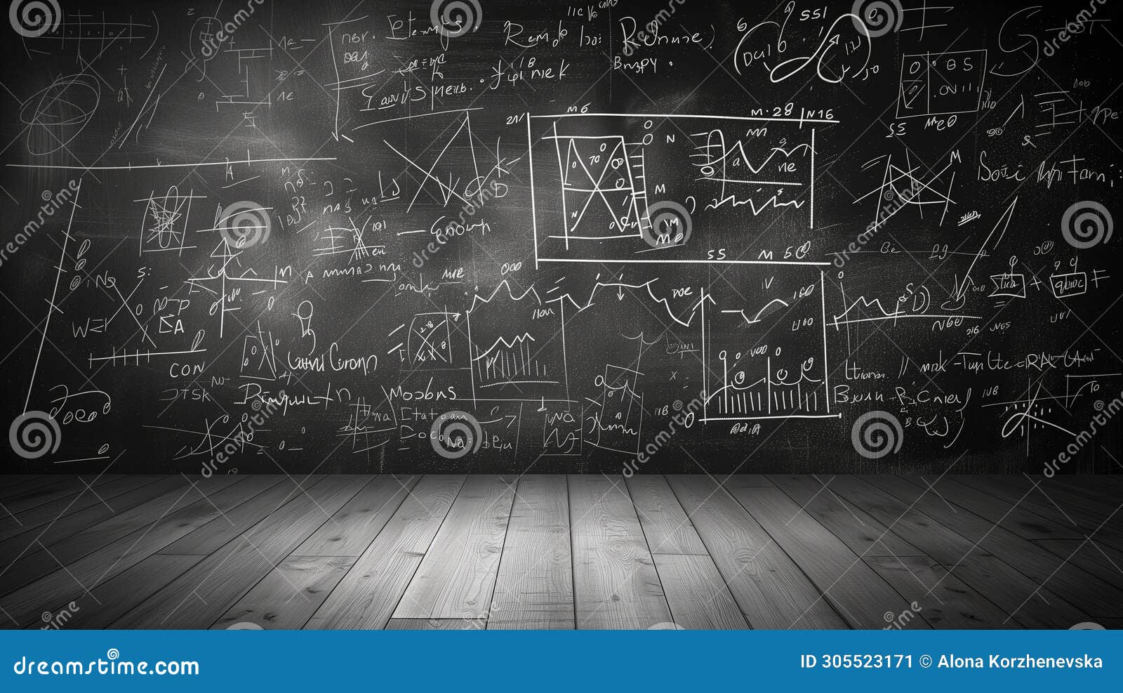 Large Blackboard Full of Mathematical Formulas. Stock Illustration ...