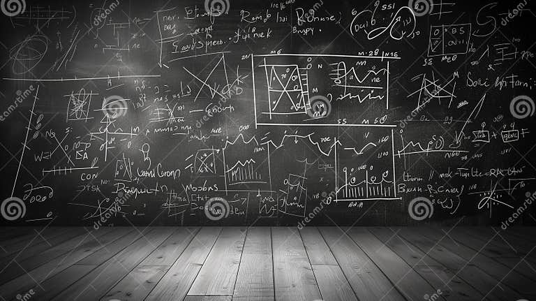 Large Blackboard Full of Mathematical Formulas. Stock Illustration ...
