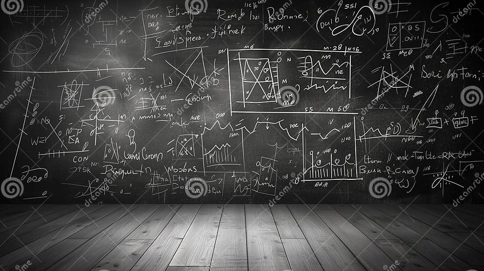 Large Blackboard Full of Mathematical Formulas. Stock Illustration ...