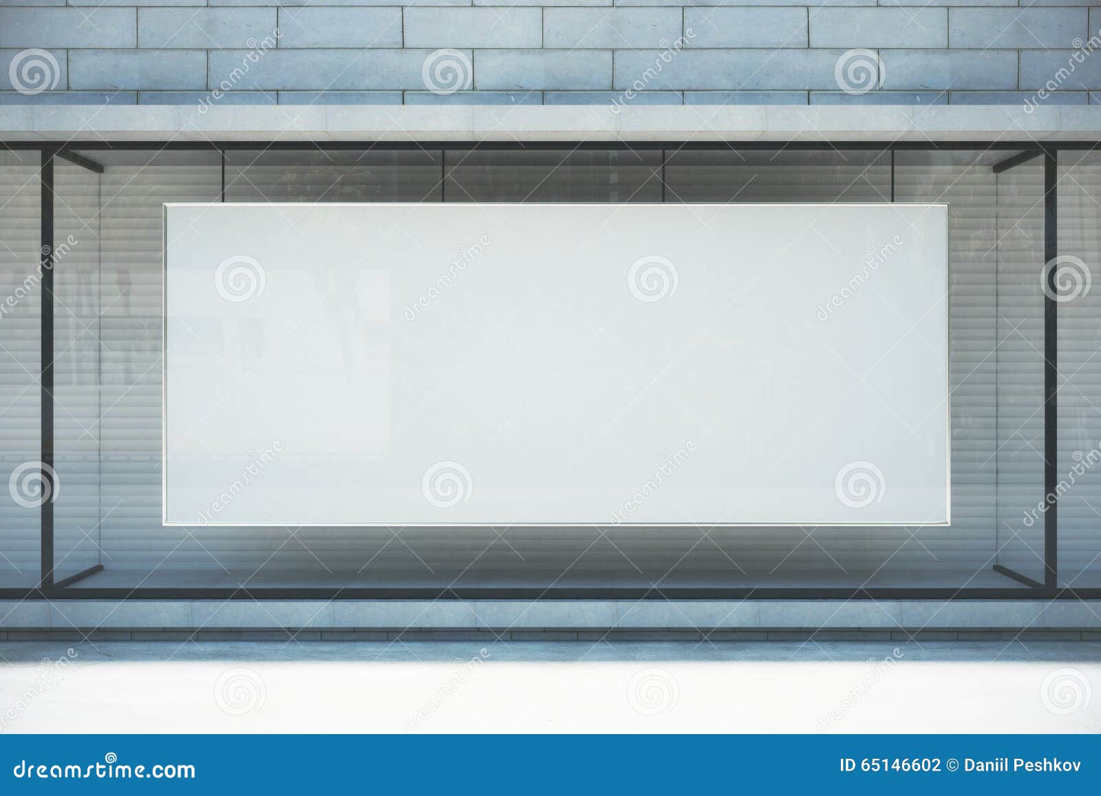 Large Blank Banner in a Shop Window Stock Illustration - Illustration ...