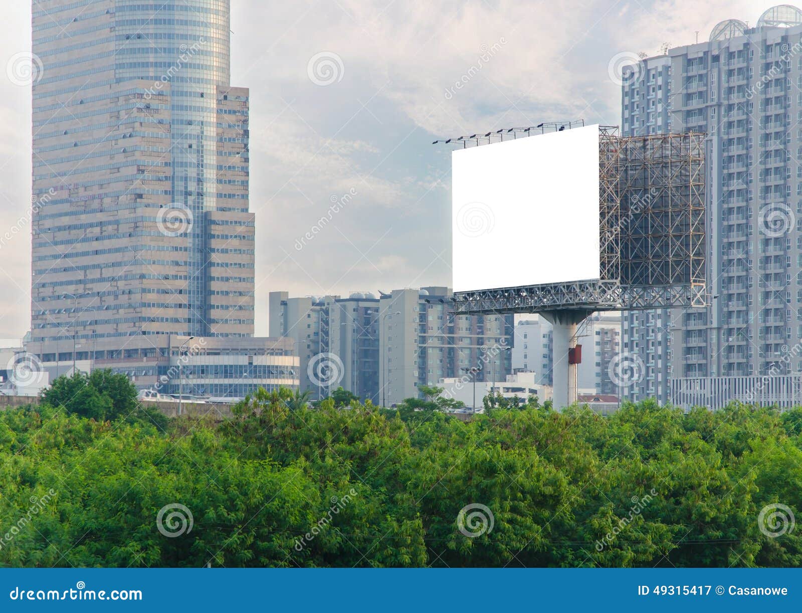 Large Blank Billboard with City View Background Stock Image - Image of ...