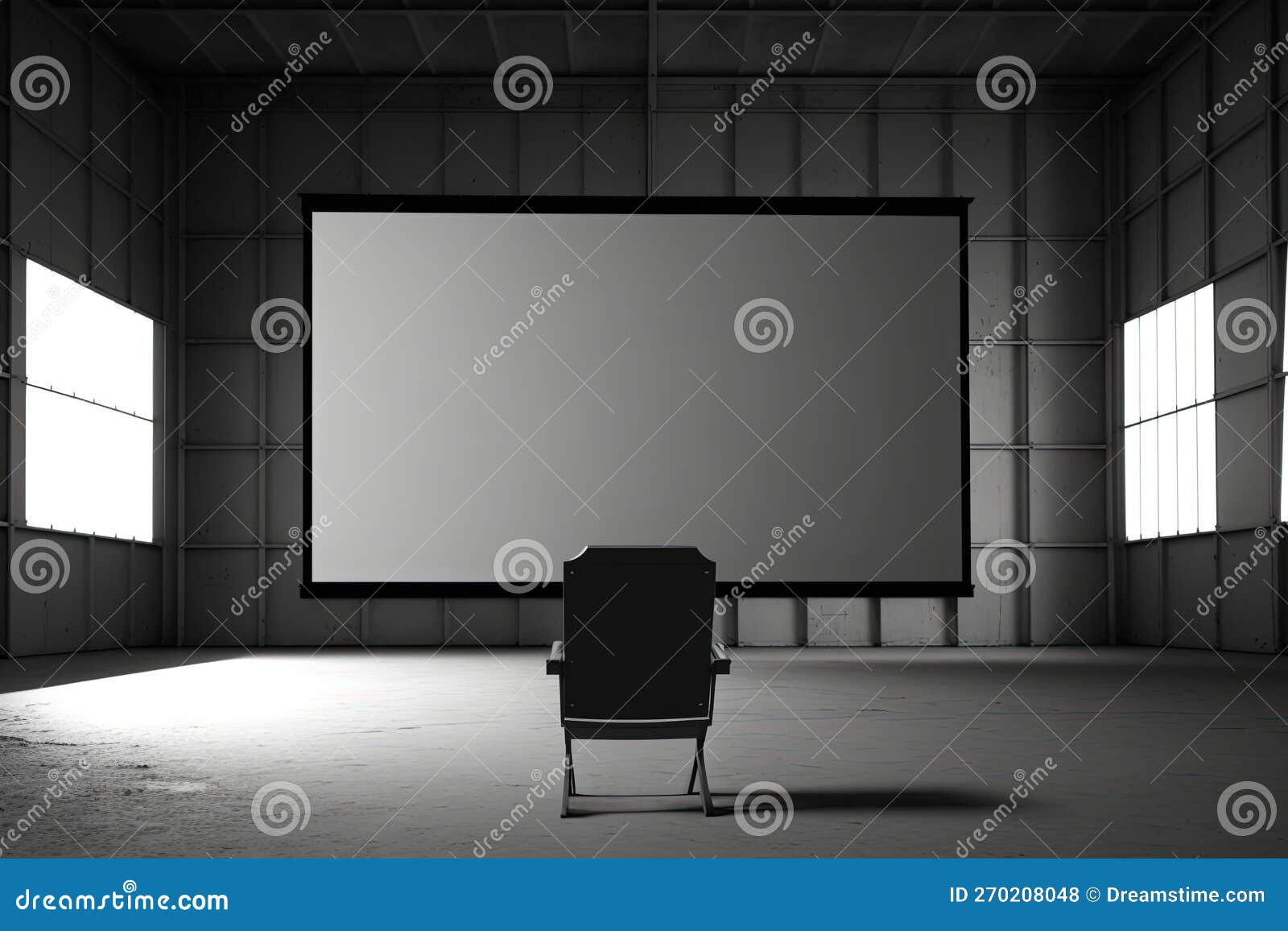 Large Blank Tv Screen Presentation and Seats. Generative AI Stock ...