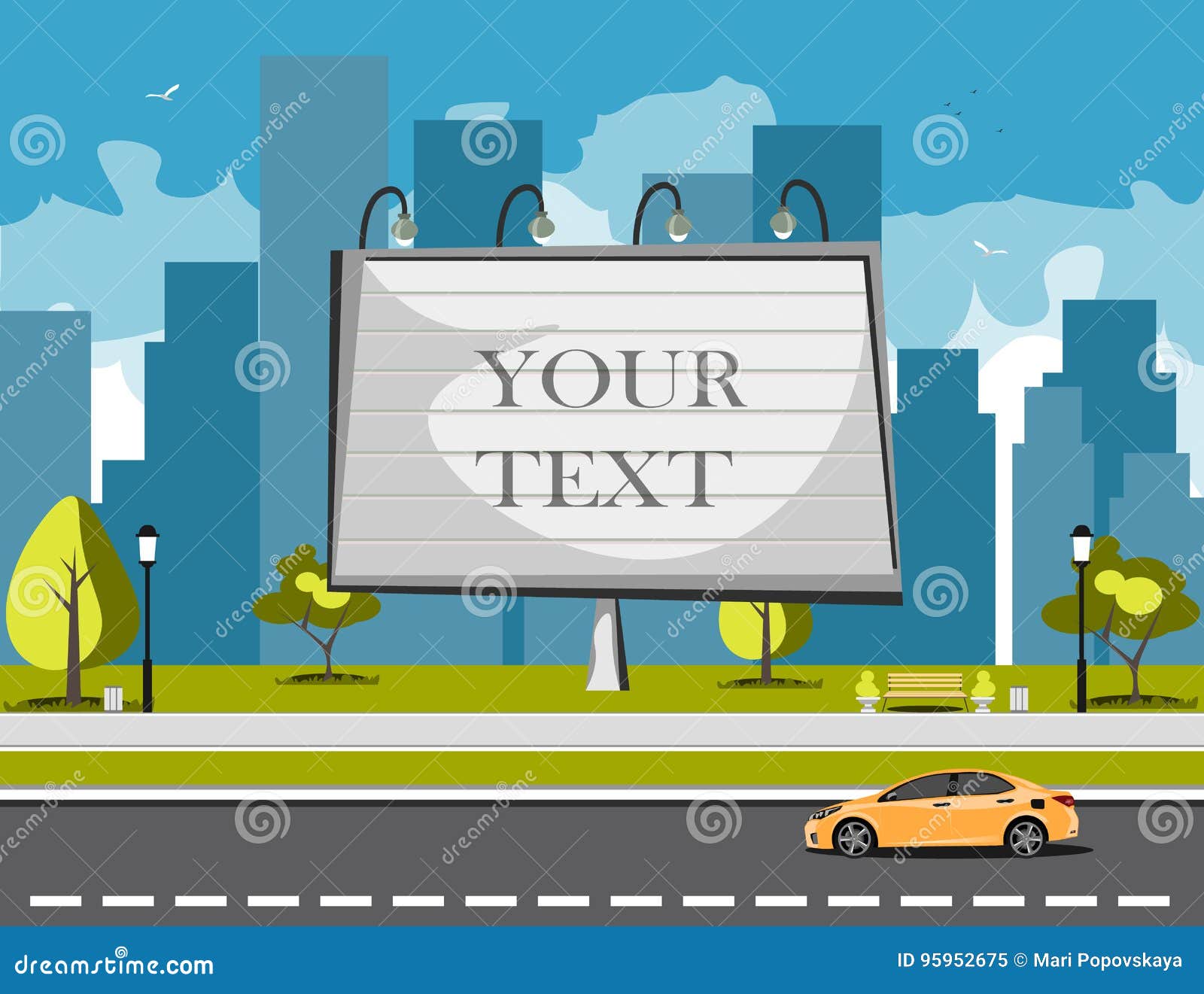 Large Blank Urban Billboard with Copy Space Text Stock Vector ...