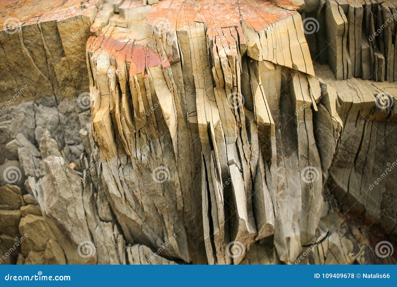 Large Block Grey Mountain Slate with Vertical Layers. Stock Photo ...