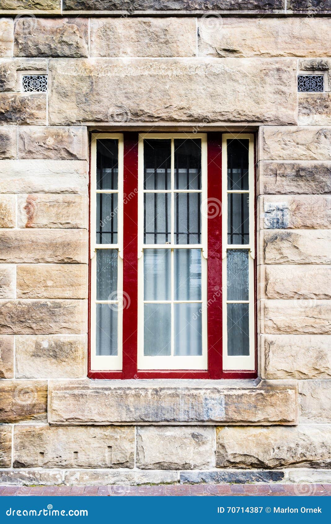 Large Block Wall with Window Stock Image - Image of background ...