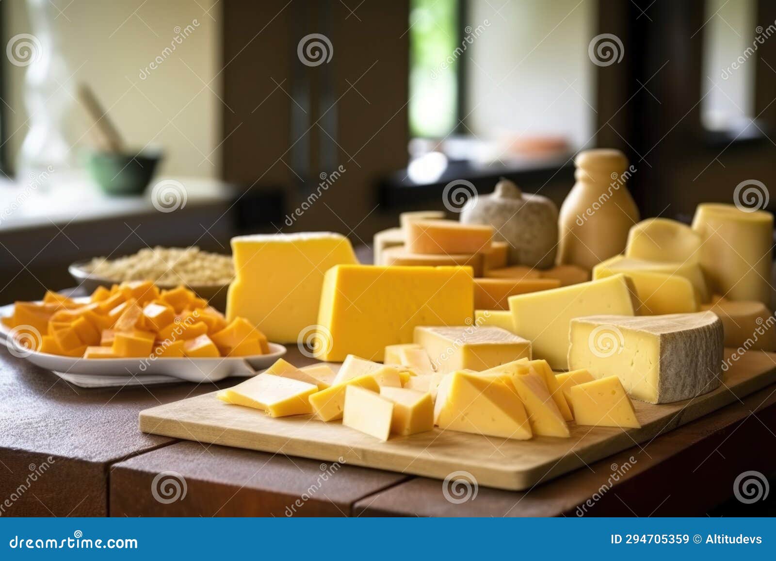 Large Blocks of Hard Cheese on a Carving Table Stock Image - Image of ...