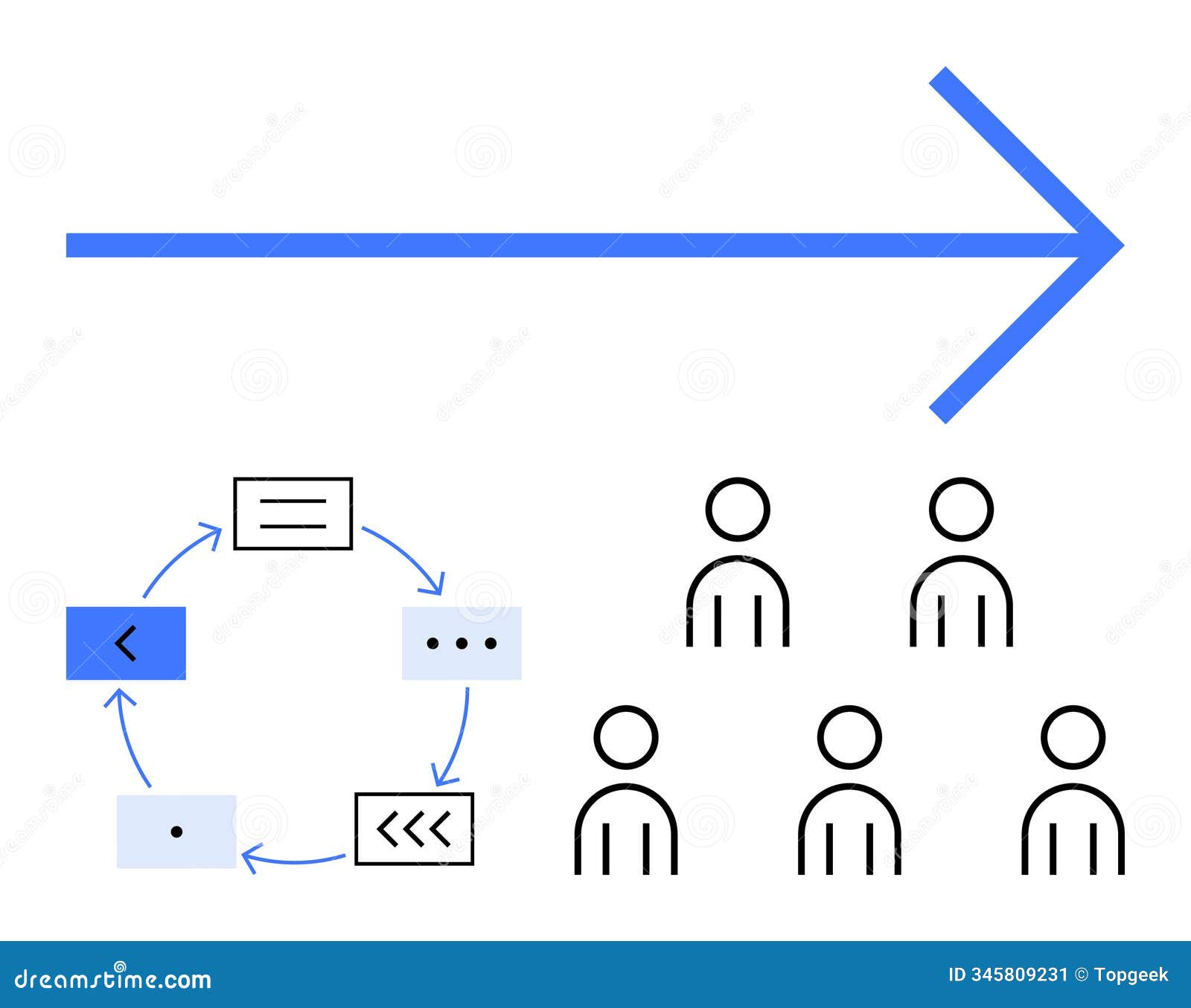 Blue Arrow Leading Processes and Team Members for Efficient Project ...