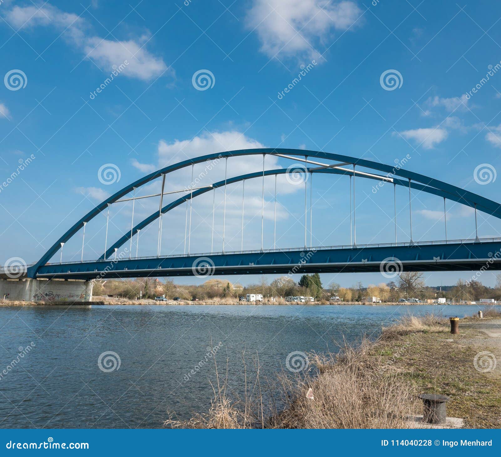 Large Blue Bridge in Front of Blue Sky at the Harbor Editorial Stock ...