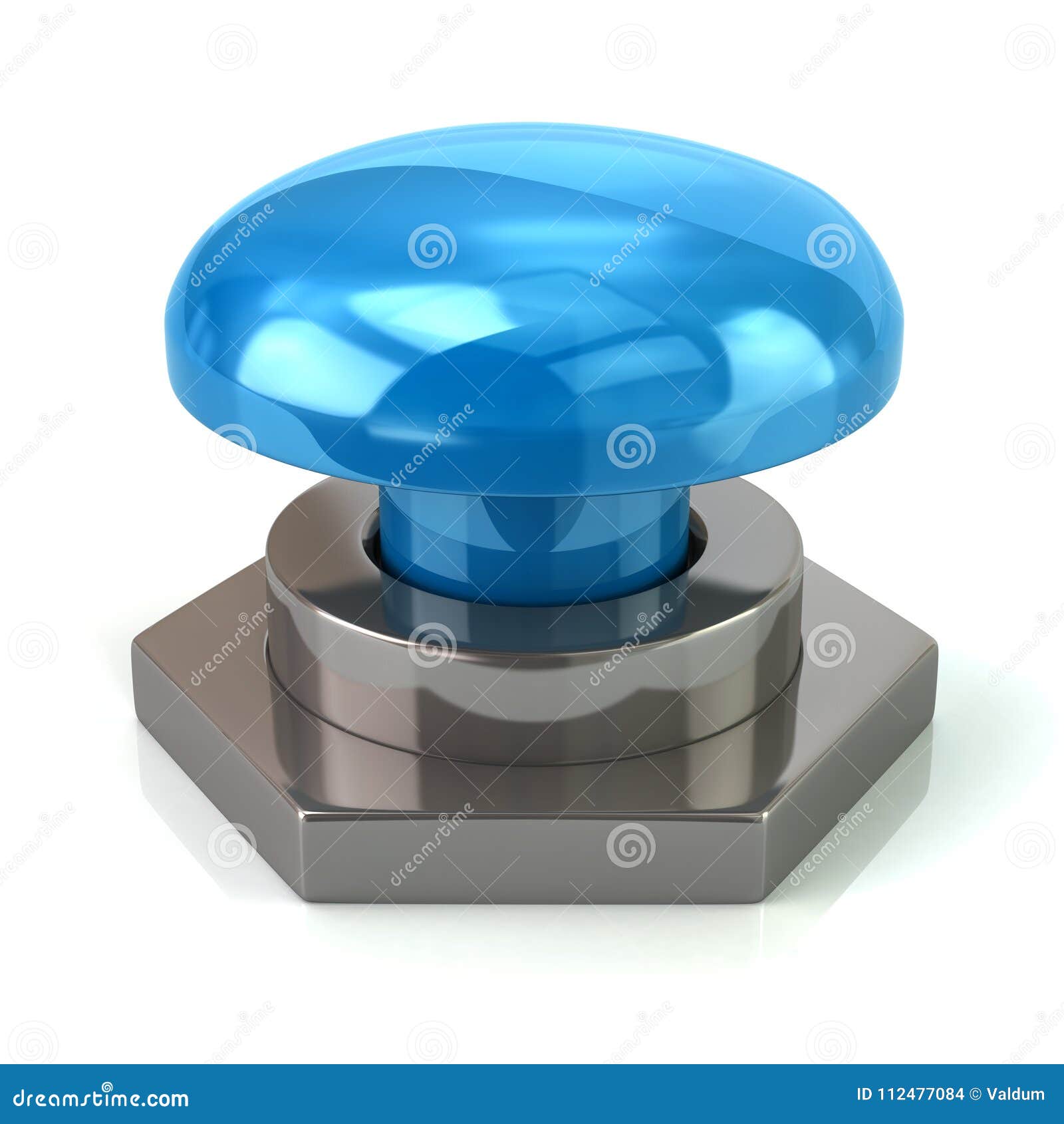 Large Blue Button 3d Illustration Stock Illustration - Illustration of ...