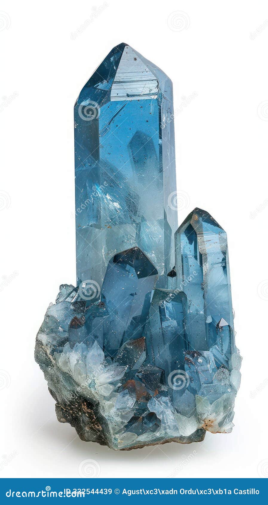 Large Blue Celestite Crystal Cluster on White Background Stock Image ...