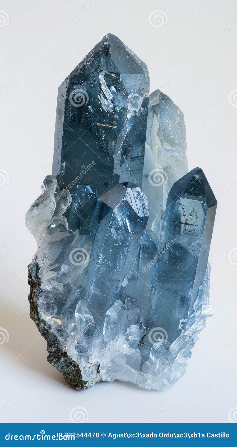 Large Blue Celestite Crystal Cluster on White Background Stock Photo ...