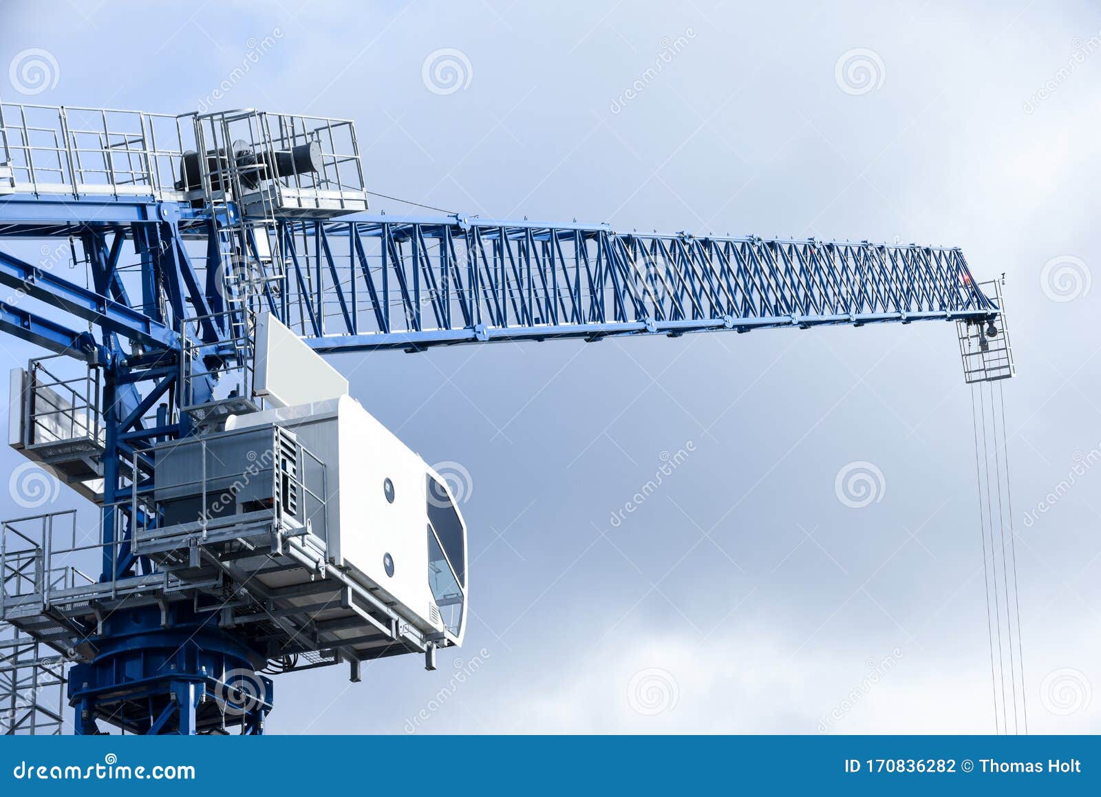 Large Blue Crane on a Construction Site on a Commercial Development ...
