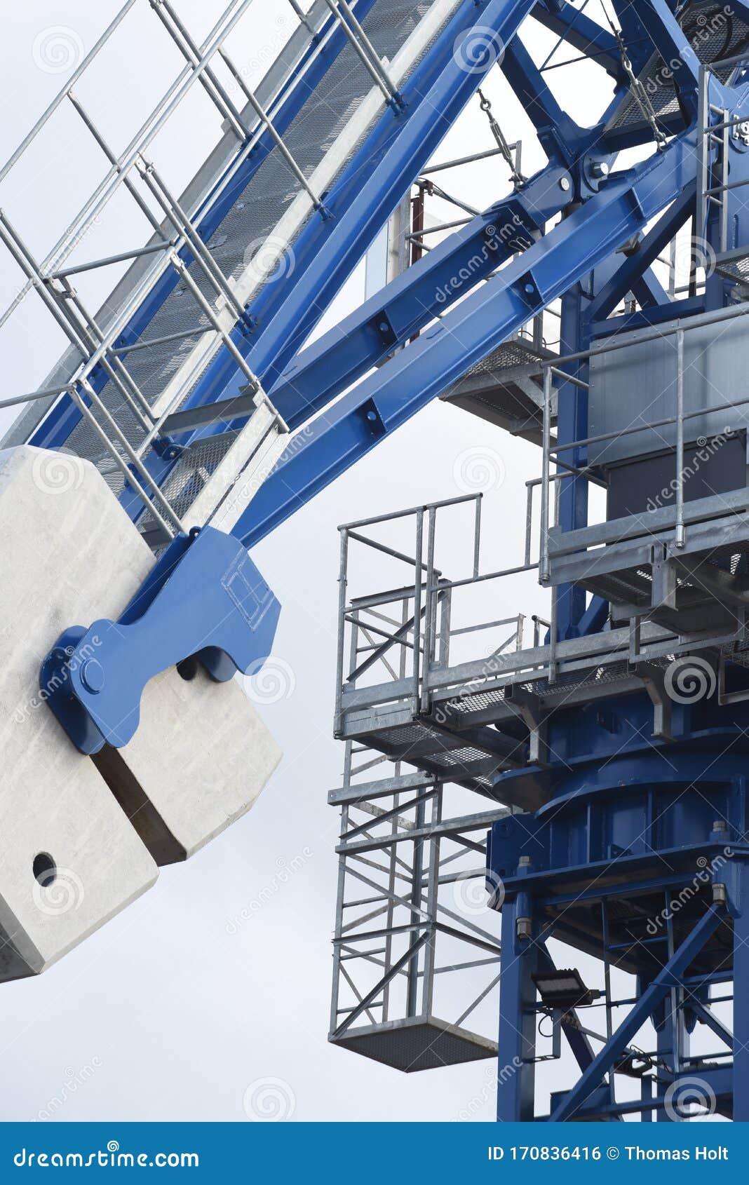 Large Blue Crane on a Construction Site on a Commercial Development ...