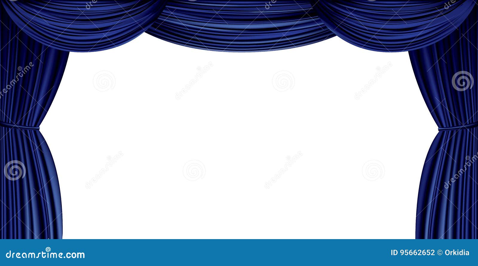 Large Blue Curtain Isolated on a White Background Stock Illustration ...