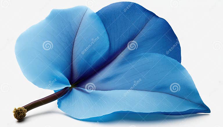 A Large Blue Flower with a Stem on a White Background Stock Image ...