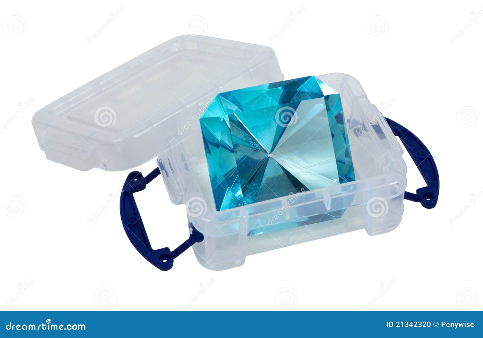 Large Blue Gem in a Plastic Crate Stock Photo - Image of gems, large ...