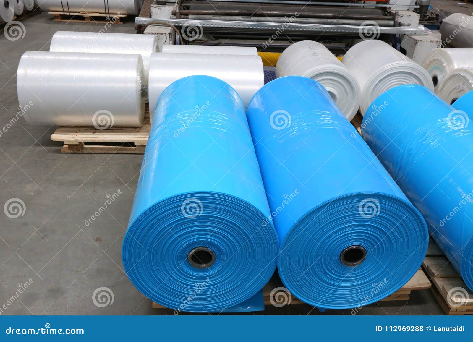 Large Blue Industrial Plastic Rolls Stock Photo - Image of object ...