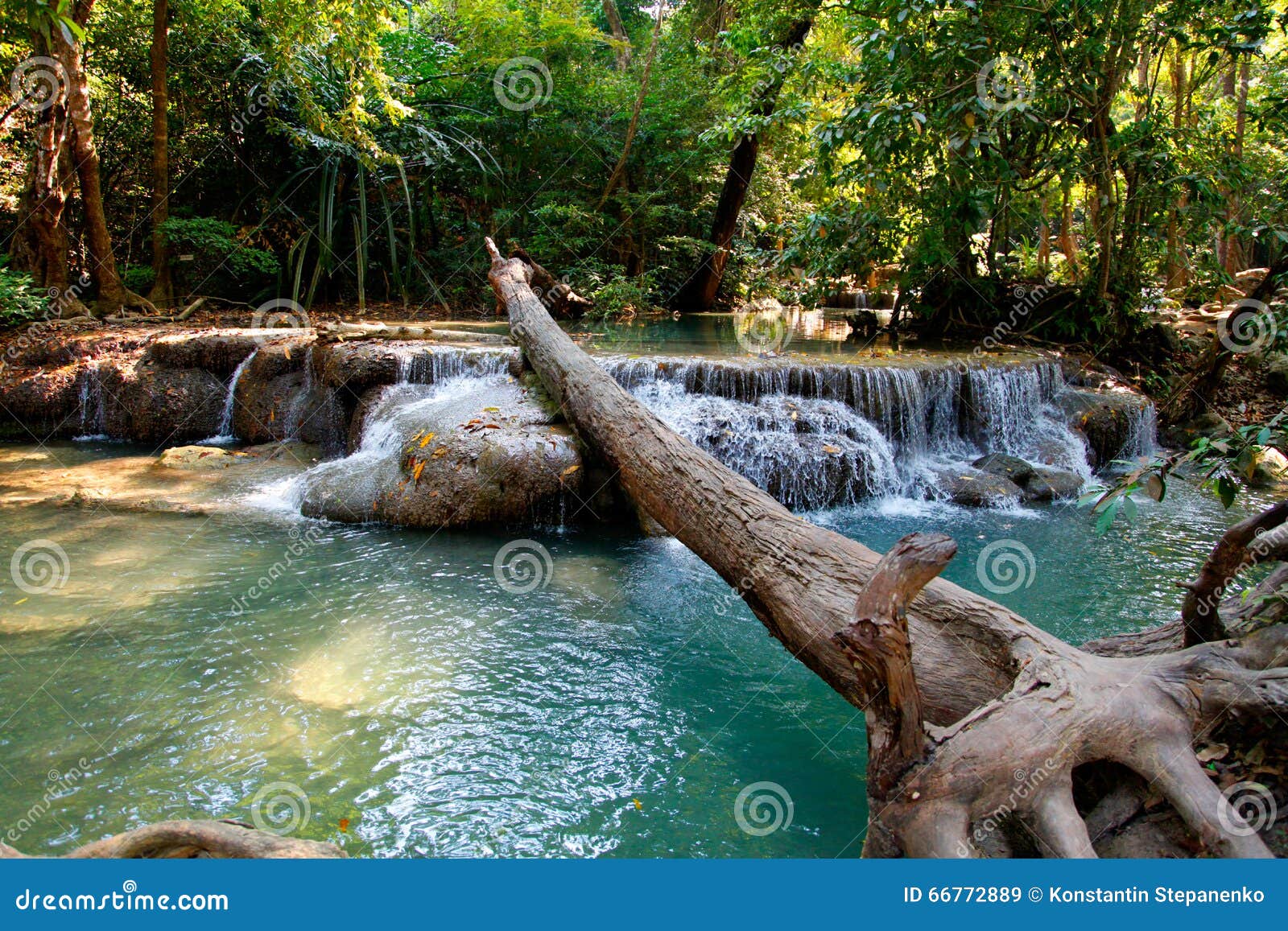 Large Blue Lake and Flowing Water at Waterfall Stock Image - Image of ...